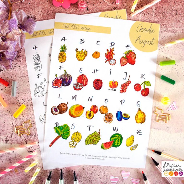 Obst ABC Zeichen Vorlage zum Download - Extra Goodie im August - Frau ...