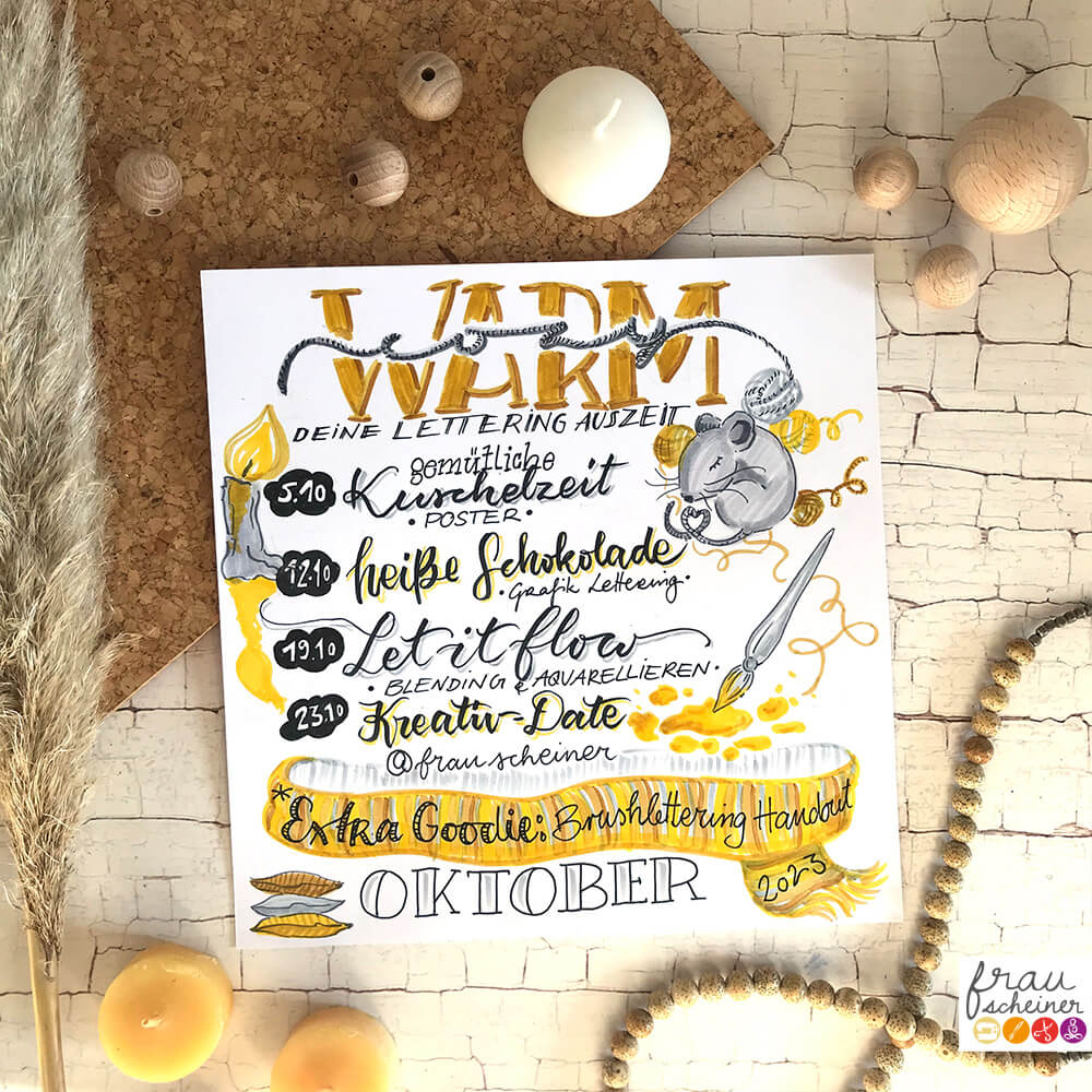 Handlettering Technik: mit Kreidemarker auf Tafel oder Glasscheiben ...